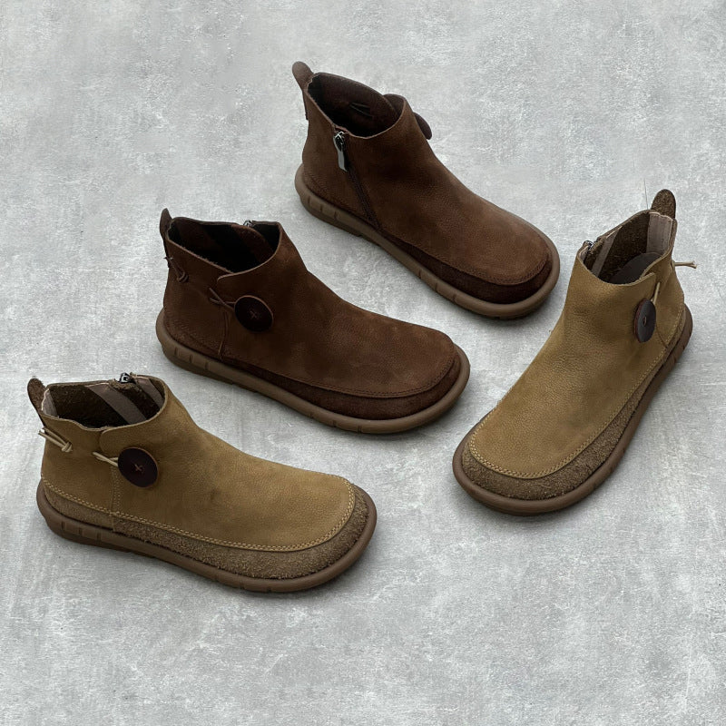 Comfort Handmade Suede Leather Short Boots – Retrosia