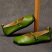 Cowhide Comfortable Slip-on Leather Flat Pea Shoes – Retrosia