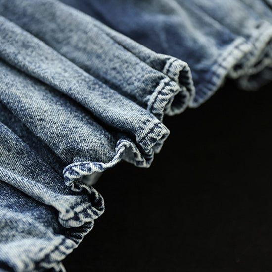 Distressed Ruched Wide-Leg Loose Fit Denim Jeans – Retrosia