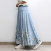 Floral Printed Light Blue High-Rise Denim Skirt – Retrosia