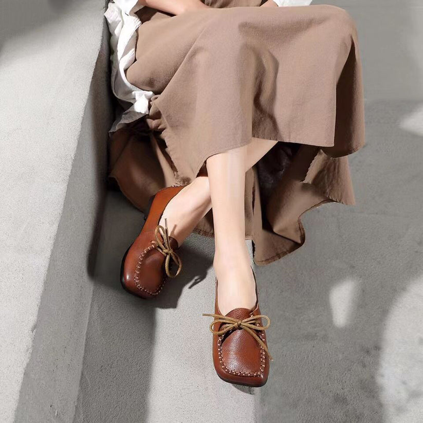 Handmade Simple Lace-up Comfortable Flat Shoes – Retrosia