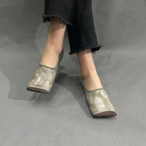 Handmade Square Toe Leather Flat Shoes – Retrosia