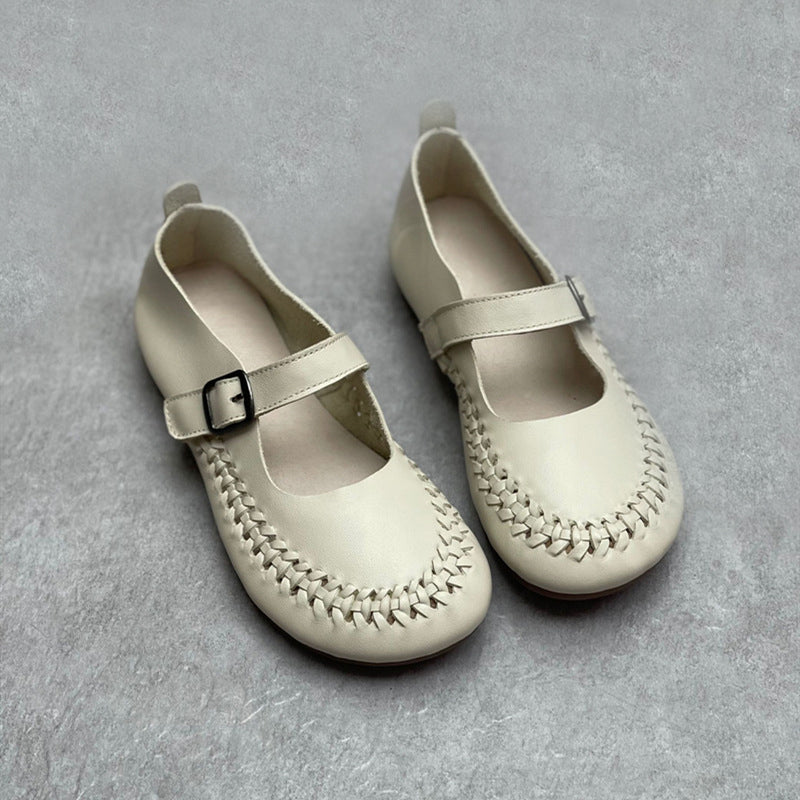 Handmade Woven Flat Shoes With Buckle – Retrosia