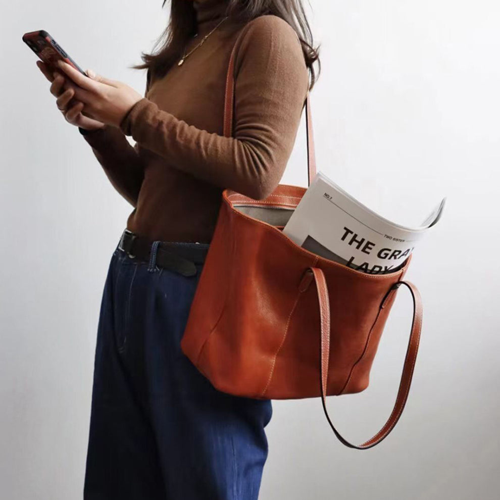 Soft Leather High-end Large Handbag Tote Bag – Retrosia