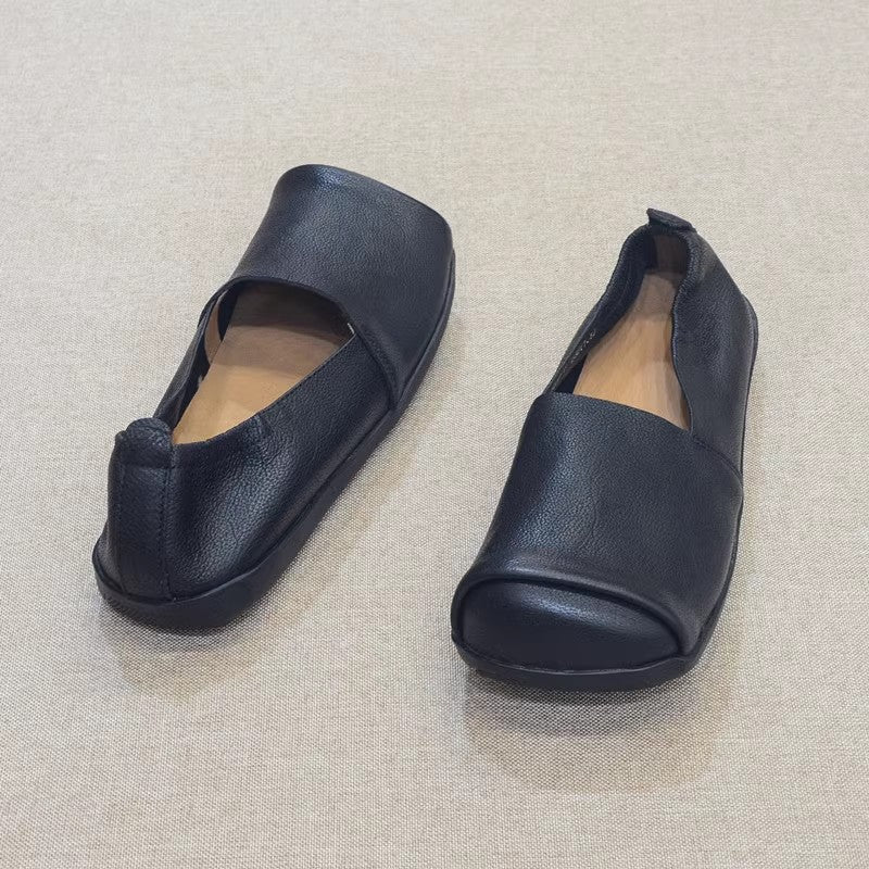 Soft Leather Square Toe Slip-on Casual Shoes – Retrosia