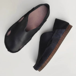 Wide Toe Cut-out Flat Leather Shoes – Retrosia
