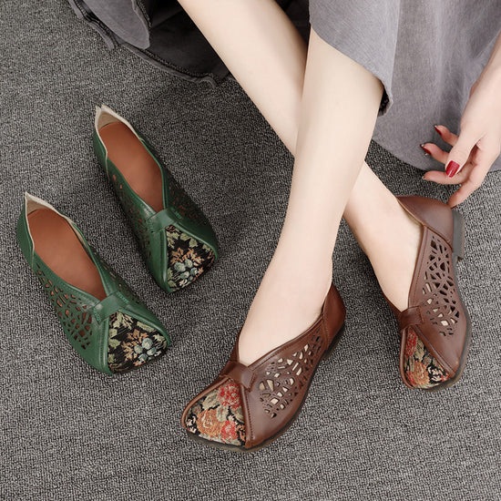 Women Ethnic Style Breathable Paneled Single Shoes – Retrosia