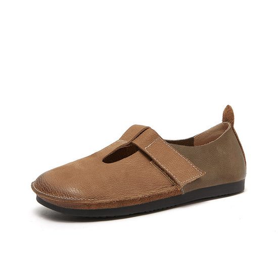 Color-block Velcro Flat Shoes For Women | Retrosia, Women Retro Leather ...