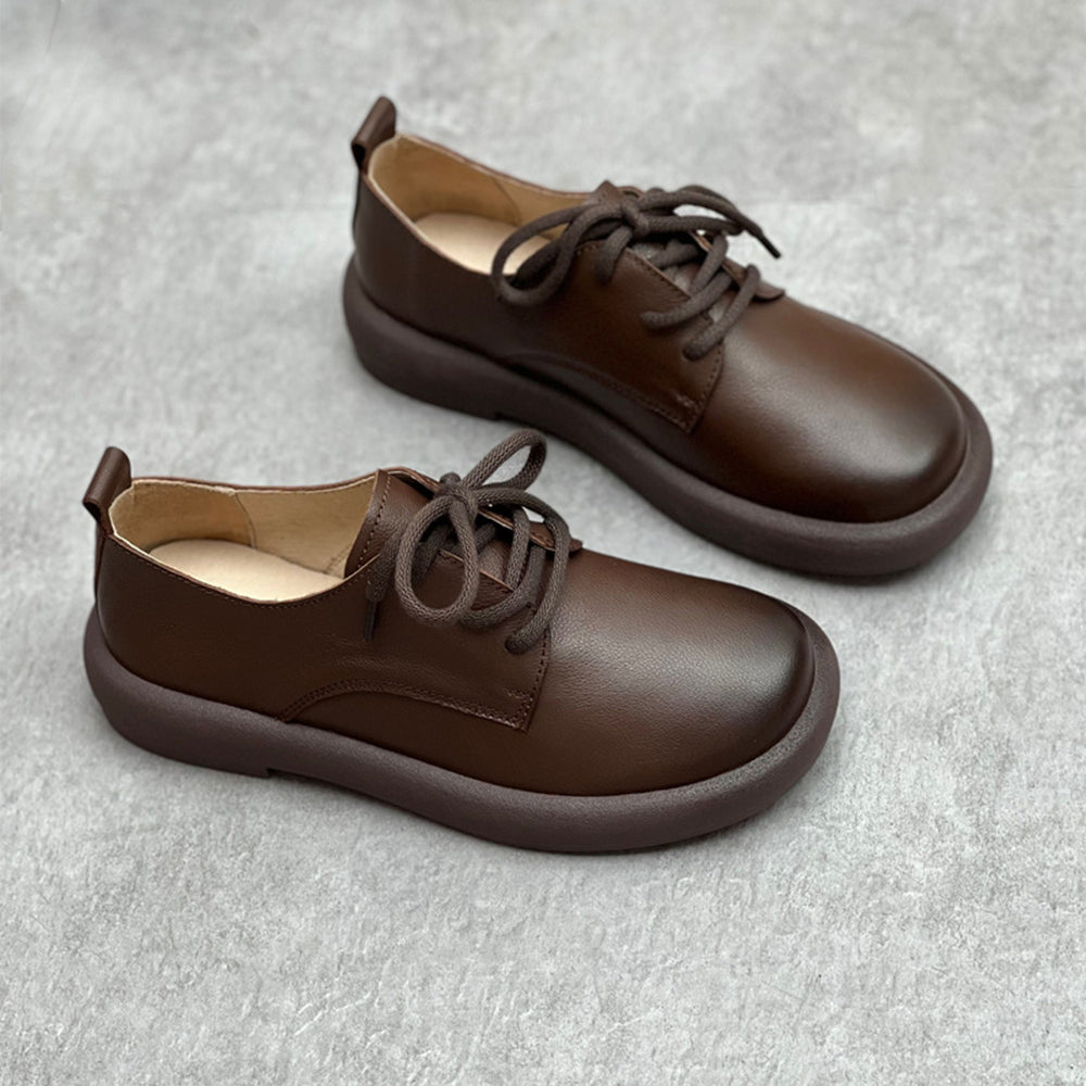 Comfortable Lace-up Genuine Leather Shoes For Women – Retrosia