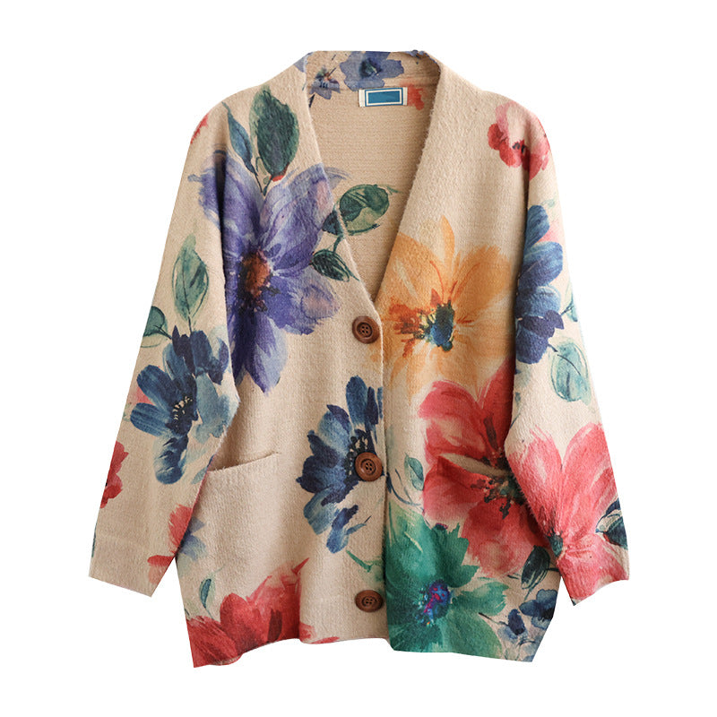 Flower Knitted Cardigan Sweater – Retrosia