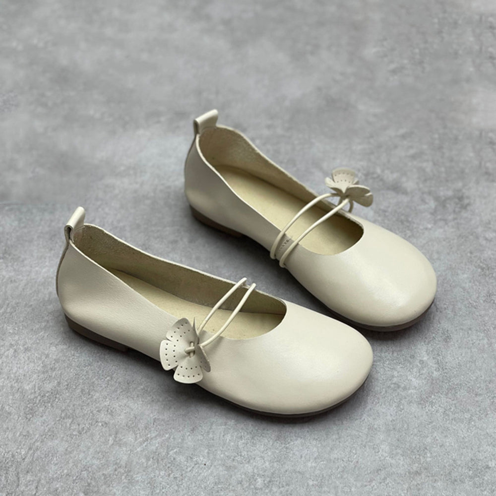 Handmade Leather Flowers Accents Women Flats – Retrosia