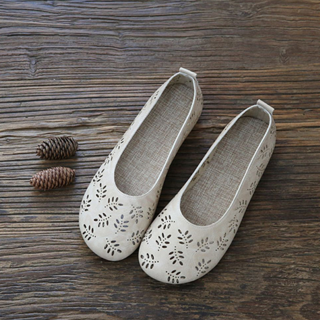 Leaves Hollow Out Flats Slip On Shoes | Retrosia, Work Shoes, Camel ...