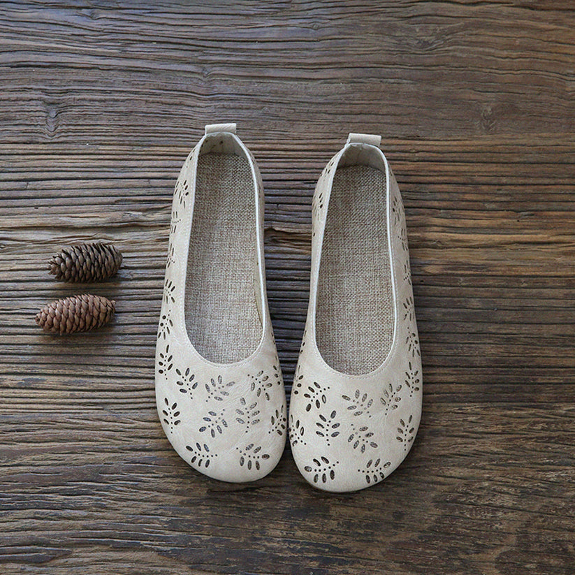 Leaves Hollow Out Flats Slip On Shoes | Retrosia, Work Shoes, Camel ...