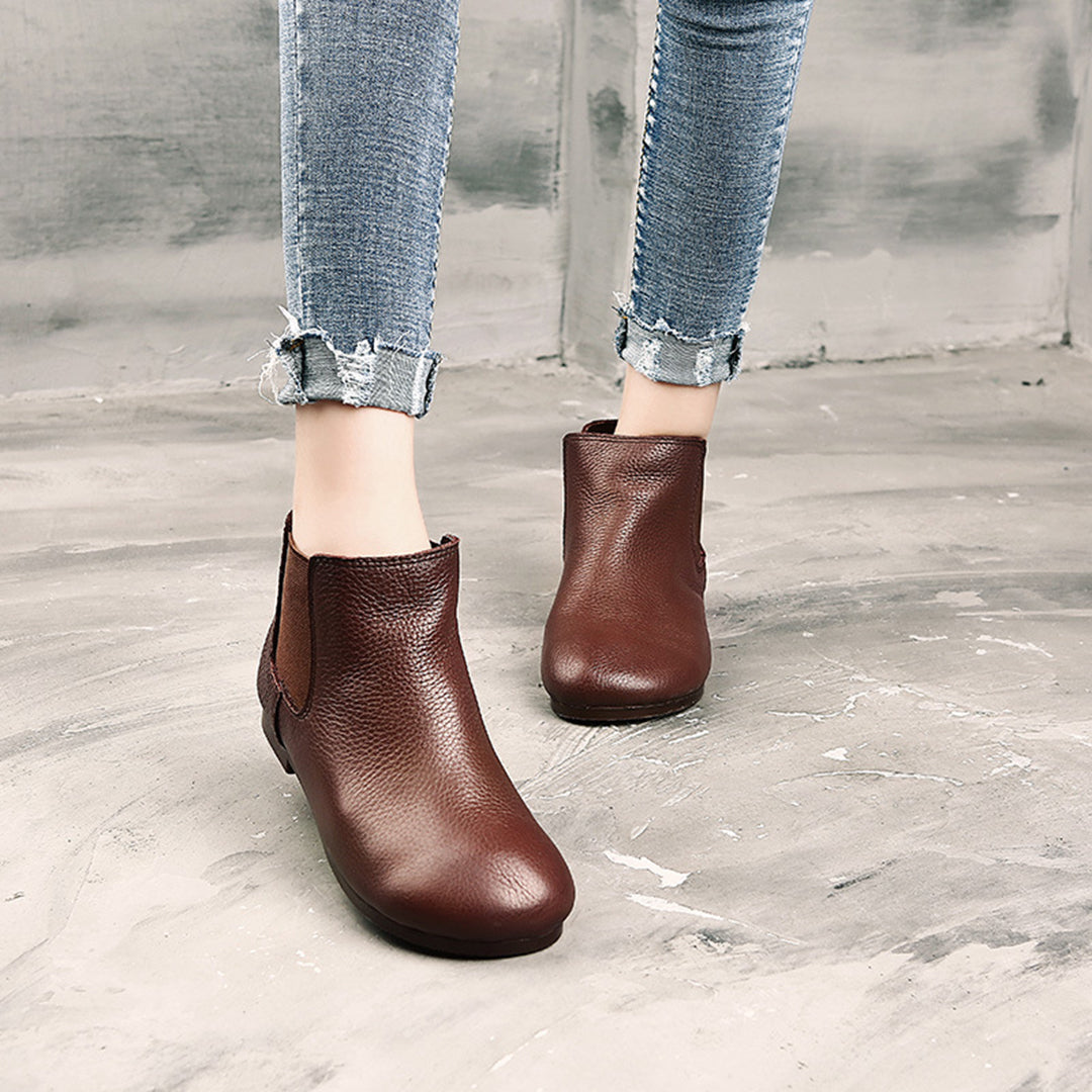 Original Handmade Round Toe Leather Boots – Retrosia
