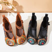 Printed Knob Ethnic Style Mid Heels Women Shoes – Retrosia