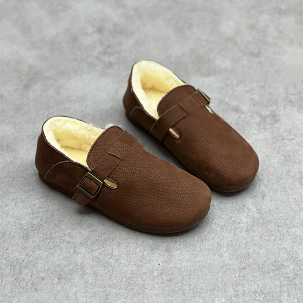 Retro Shearling Soft Leather Flat Shoes – Retrosia