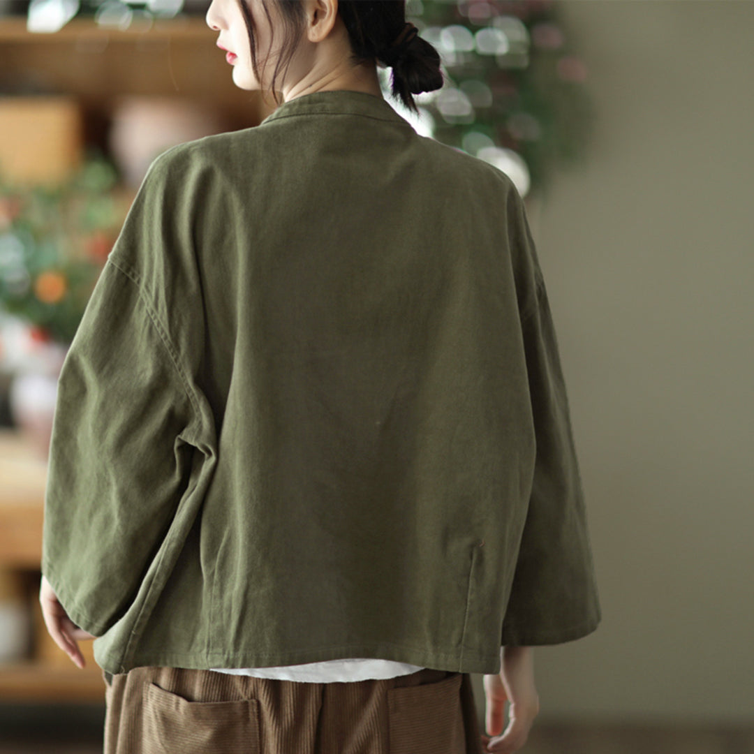 Solid Stand Collar Jacket With Large Pockets – Retrosia