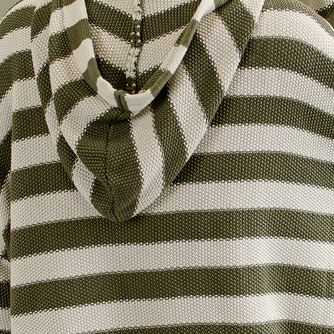 Stripes Knitted Color-Block Hooded Sweater – Retrosia