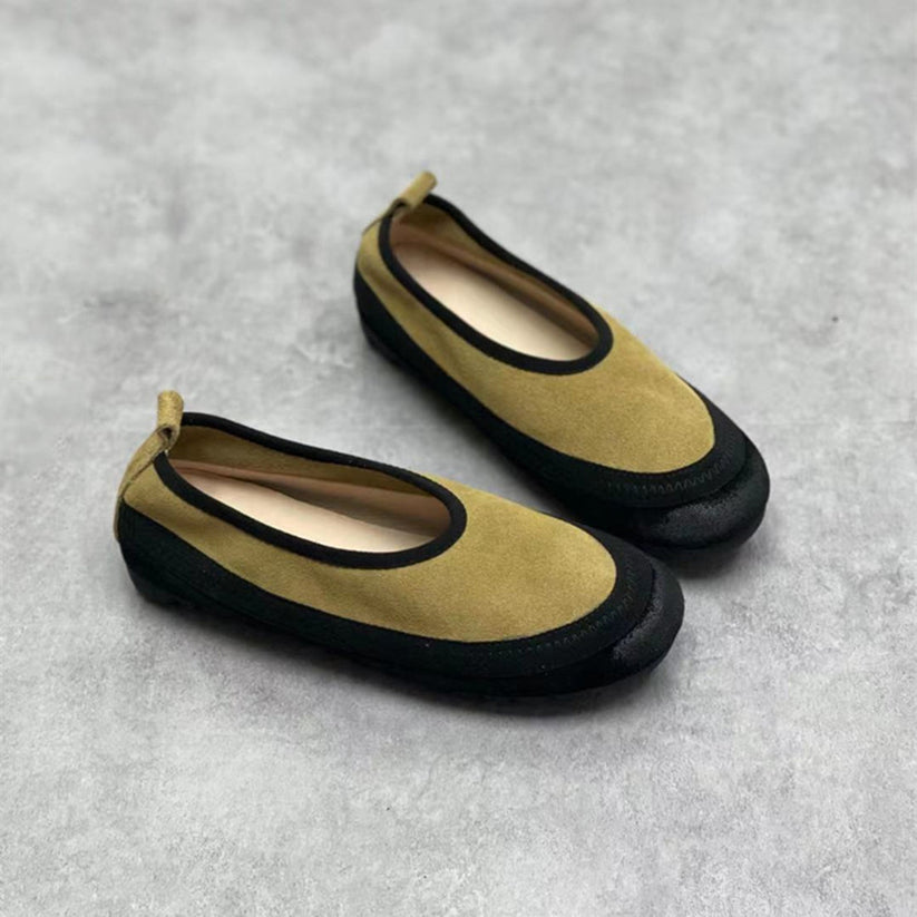 Women Round Toe Casual Slip-On Single Shoes | Retrosia, Color-Block
